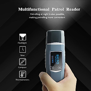 JWM Long Range Guard Tour Patrol System with Downloader, RFID Flashlight Security Guard Equipment with OLED Screen, Free Cloud Software, 2.4G Card for Long Distance Reading