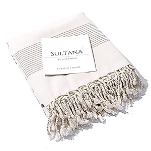 Sultana Luxury Linens - Turkish Throw Blanket | 100% Turkish Cotton | Decorative Boho Blanket for Modern Home Living | 52 x 67 Inches (Okanagan Stripe)