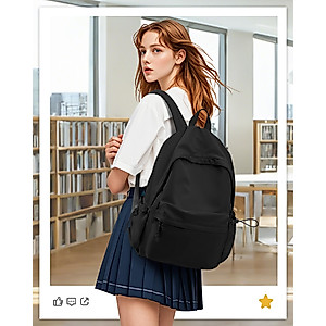 VECAVE School Backpack Black Waterproof Bookbag Casual Lightweight Travel Rucksack Daypack Backpacks for Men Women College High School Bags backpack For Boys Girls Teens