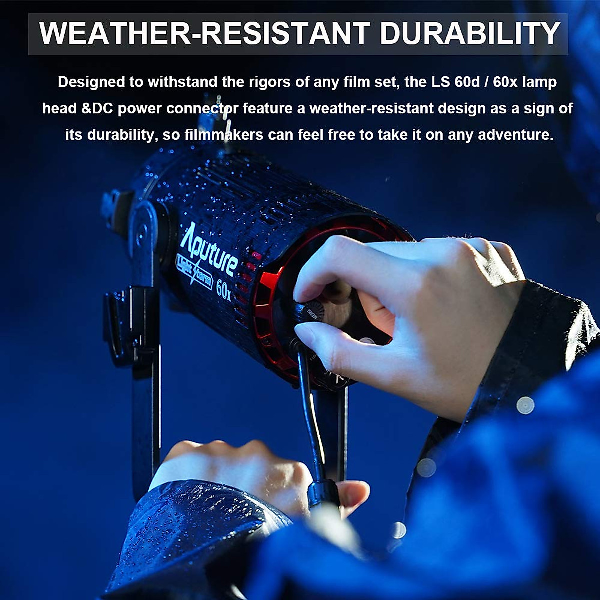 Aputure LS 60d Focusing LED Video Light CRI 95+ TLCI 95+ 50000lux @1m App Control Built-in 8 Lighting FX with Barn Doors for Video Recording,Wedding,Outdoor Shooting