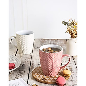 AmorArc Large Coffee Mugs Set of 6, 20oz Coffee Cups for Latte/Cappuccino/Tea/Cocoa, Ceramic Coffee Mugs with Textured Patterns for Men Women Mom Dad, Dishwasher&Microwave Safe, Multi-color