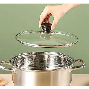 Tempered Glass Pot Cover, 7.8 Inch Griddle Lid with Insulated Handle for Cheese Melting Dome, Steaming Cover, Cooking Pot Cover at Home and Outdoors (20cm)