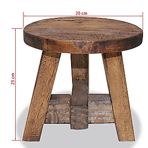 Festnight Stool Reclaimed Wood Round Stool Wooden Chair Step Stool 7.9" x 9.1" (Diam. x H)