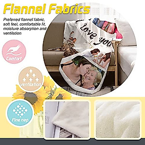 TUDERE Custom Blanket with Photo Text - Personalized Blanket for Baby Mother Father Adult Friends Lovers Dog Pets for Birthday Christmas Halloween Valentines, Memorial Gift