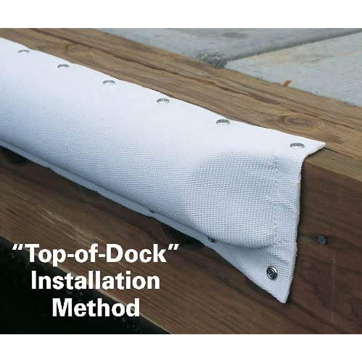 Taylor Made Large Dock Post Bumper, 5-1/2" W x 2-1/4" D x 3' L, Polyester Cover, Closed-Cell Foam Inner Cushion, Fold-Over or Top of Dock Mounting, White - 2020108600