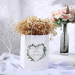 60 Packs Wedding Gift Bags Better Together Party Favor Bags Kraft Paper Bridal Shower Gift Bags with Handles Wedding Gift Wrap Bags for Wedding Bridal Engagements Party, 8.27 x 5.91 x 3.15 Inch