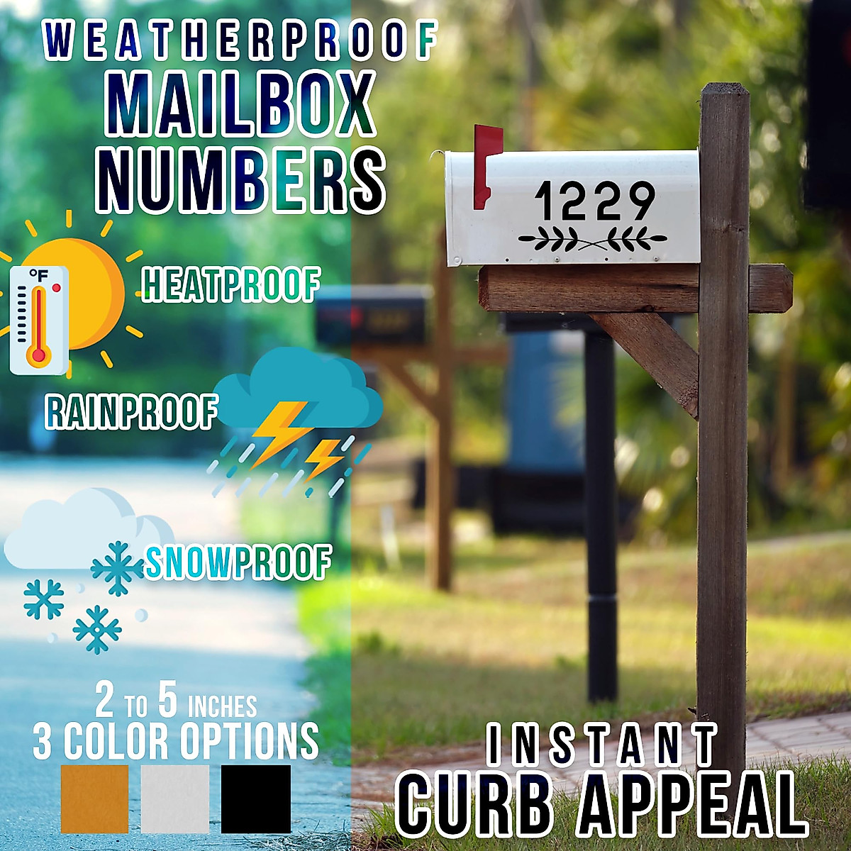 Decorful Mailbox Numbers for Outside - 3 Sets of 0-9 Waterproof Vinyl Mailbox Stickers - House Address Numbers for Mailbox - Strong Adhesive Peel and Stick Number Decals (Black, 2 Inch)