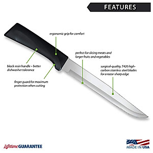 Rada Cutlery Anthem Series Slicer Knife, Black Handle