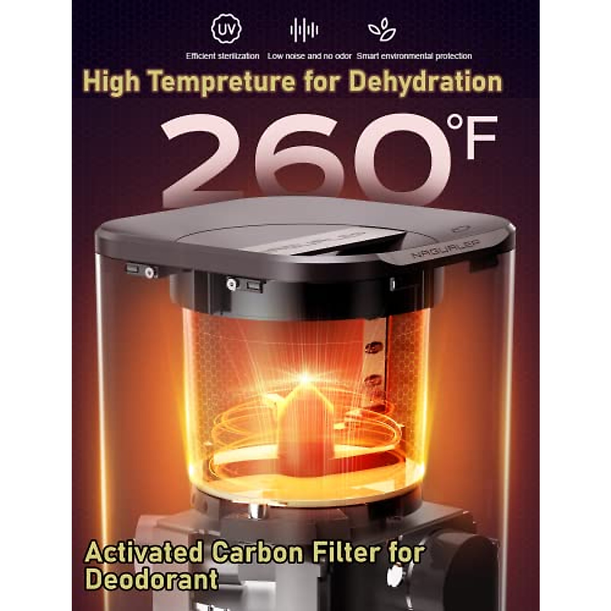 NAGUALEP Smart Kitchen Compost Bin, Auto Home and Kitchen Composting Bin, Turn Garbage om to Compost, Single Button, Auto Stop When Finish, Food Waste Cycler