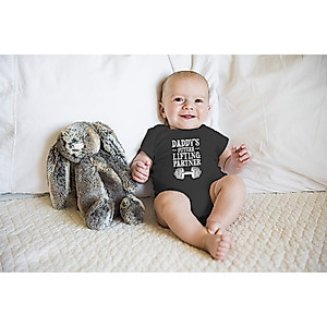 Daddy's Future Lifting Partner - Funny Baby Essentials Bodysuit - Newborn Boy Girl Clothes (6 Months, Black)