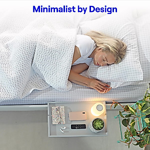 BedShelfie Bedside Shelf for Bunk Bed & Top Bunk, College Dorm Room Essentials, Loft Nightstand, Floating Bed Side Table Tray Storage, Dorm Room Decor, College Dorm Essentials - Black Wood Plus