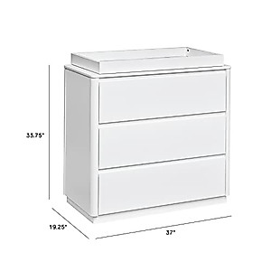 babyletto Bento 3-Drawer Changer Dresser with Removable Changing Tray in White, Greenguard Gold Certified