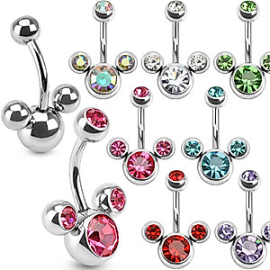 Covet Jewelry Triple Bubble Navel Ring 316L Surgical Steel (Aurora Borealis)