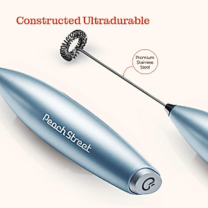 Powerful Handheld Milk Frother, Mini Milk Foamer, Battery Operated (Not included) Stainless Steel Drink Mixer with Frother Stand for Coffee, Lattes, Cappuccino, Frappe, Matcha, Hot Chocolate.