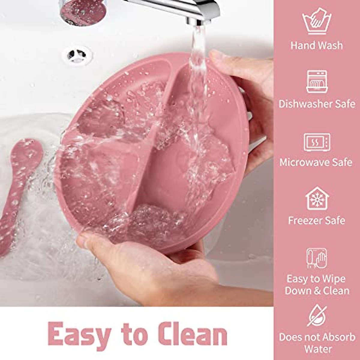 Losecu Silicone Baby Feeding Set|Baby Led Weaning Supplies Set|Suction Baby Plate Bowl Set with Bib Spoon Fork Sippy Cup|Baby Feeding Eating Supplies Set BPA Free