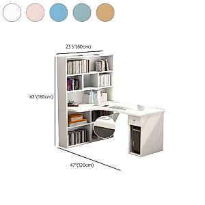 LAKIQ Modern L-Shaped Corner Desk with Bookshelf Engineered Wood Home Writing Desk with Hutch Rectangular Home Office Computer Desk with Storage Shelves(Light Walnut, 47.2" L x 23.6" W x 63" H)
