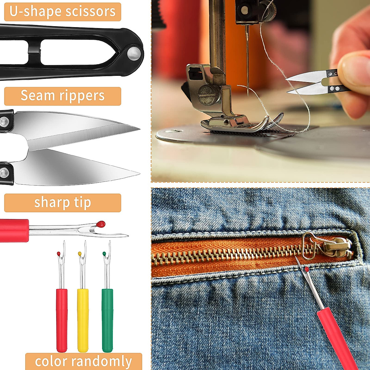 12 Pcs Sewing Scissors Set for Fabric Cutting Tailor Scissors Small Scissors Fabric Scissors with Tape Measure Thread Snips 3 Seam Rippers 4 Sewing Tailors Chalk Sewing Pins for DIY Quilting Gifts