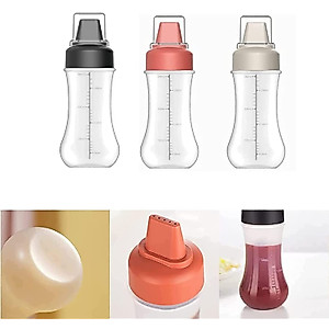YYYFEI 5-hole Sauce Squeeze Bottles with Lid，9.87oz/280ml Plastic Condiment Bottles for Ketchup Peanut Butter Ketchup Salad Dressing Mustard ，with Scale and Labels,3pcs