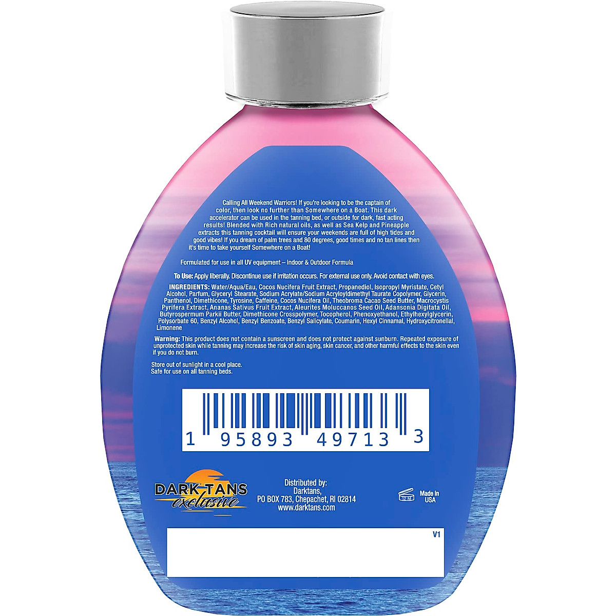 Somewhere On A Boat Tanning Lotion for Indoor Tanning Beds/Outdoor Sun Tan Dark Tanning Bed Lotion w/Coconut Oil, Pineapple & Shea Butter 13.5oz - White Lotion, NO Bronzer