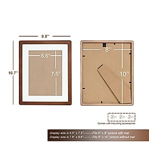 TRAHOME 8x10 Picture Frame,Solid Wood,3 Pack Photo Frames, Display Pictures 6x8 with Mat or 8x10 Without Mat, Gallery Wall Photo Frames-Brown