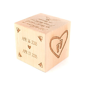 Smiling Tree Toys Personalized and Customizable Keepsake Baby Memorial Block, Handmade in The USA Using Natural Organic Wood