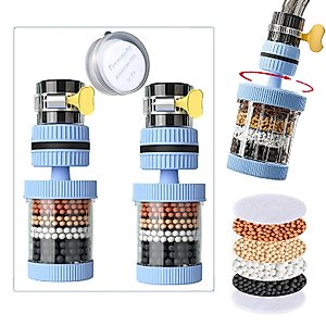 Tap Water Filter l Filter Water l Visible filtering effect 6-fold filtration, 360° Rotating Faucet Water Filter.Kitchen Bathroom Universal Detachable for cleaning and reuse. (Blue)