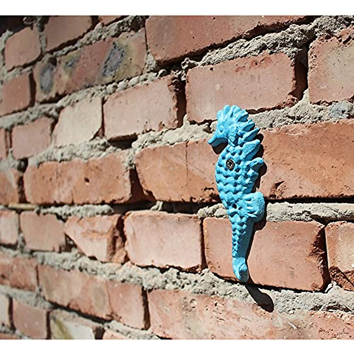 Laide Seahorse Hook Wall Mounted Cast Iron for Hat Keys Robe Coat Towel Coat Beach House Decor Home Decoration Accessories 2 Pieces (Blue)