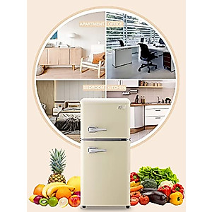 KRIB BLING 3.5 Cu.ft Compact Refrigerator, Mini Fridge with Freezer, Retro Design Small Drink Chiller with 2 Door Adjustable Mechanical Thermostat for Home, Office, Dorm or RV, White