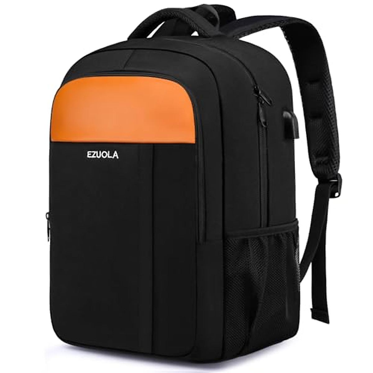 EZUOLA Backpack for Men, 17 inch Travel Laptop Backpack Business Work Laptop Bag with USB Charging Port Water Resistant Computer Bag College Bookbags, Black