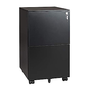 DEVAISE Mobile Filing Cabinet with Lock, Vertical File Cabinet for Legal/Letter/A4 Files, Fully Assembled Except Wheels, Black