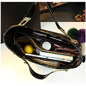 Shirt Luv Large Women's Top Handle Satchel Handbags Leather Chain Bag Purses Serpentine Tassel Shoulder Messenger Bags (Purple)