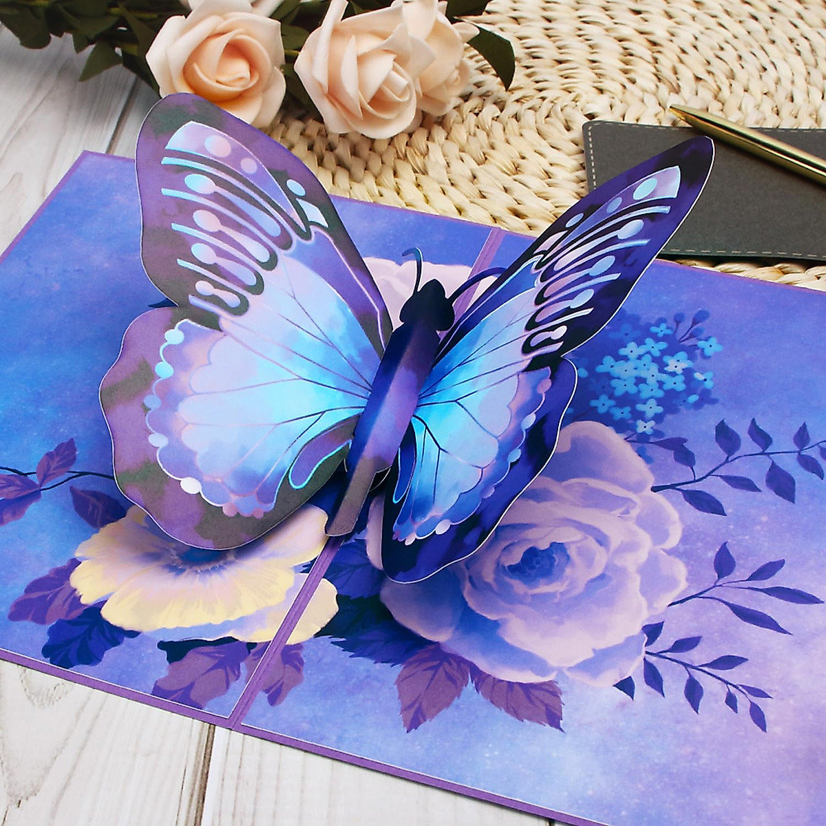 Ribbli Butterfly Birthday Card - 3D Greeting Pop Up Card,Morpho Butterfly Card,Anniversary,Retirement,Thinking Of You,Get Well,Butterfly Gifts For Her,Women,Wife,Daughter,Girl,Mom,Girlfriend