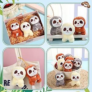 9 Pcs Mini Sloth Stuffed Animal Sloth Birthday Party Supplies Small Baby Shower Sloth Gifts Soft Huggable Adorable Jungle Animal Plush Toys Set for Party Favors Award 4 Inches (Brown, Gray, Beige)