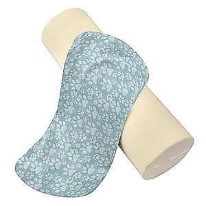 Vnurnrn Doggy Paw Print Neck Support Pillow Round Neck Roll Bolster Cylinder Pillow Cervical Pillows Shoulder Pillow for Leg Knee Back Head Support for Adults Bedroom Camp Work
