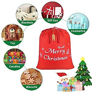 Advantez Cotton Drawstrings Gift Bags, 3Pcs Reusable Gift Bags, Xmas Present Bags Fabric Cloth Sacks for Christmas Thanksgiving Party Stocking Storage(Large Size)