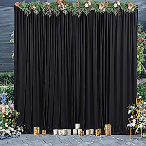 Black Backdrop Curtains for Parties, 8ft x 10ft Polyester Photography Backdrop Drapes for Birthday Baby Shower Wedding Decorations