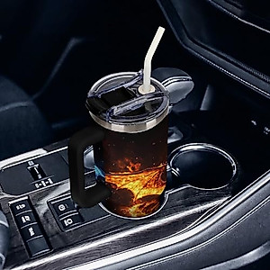 Fire And Blue Dragons Insulated Tumblers with Handle Stainless Steel Coffee Mug Funny Travel Cup with Lid Straw 40oz