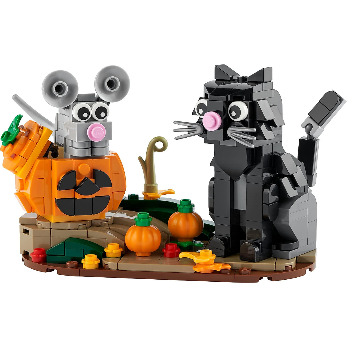 LEGO Halloween Cat & Mouse 40570 Building Kit, Whimsical Halloween Décor with Adorable Cat, Mouse, and Pumpkin Toys, Halloween Toy