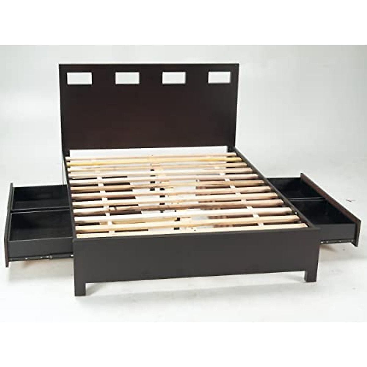 Modus Furniture Solid Wood 2-Side Storage Bed, California King, Riva - Espresso