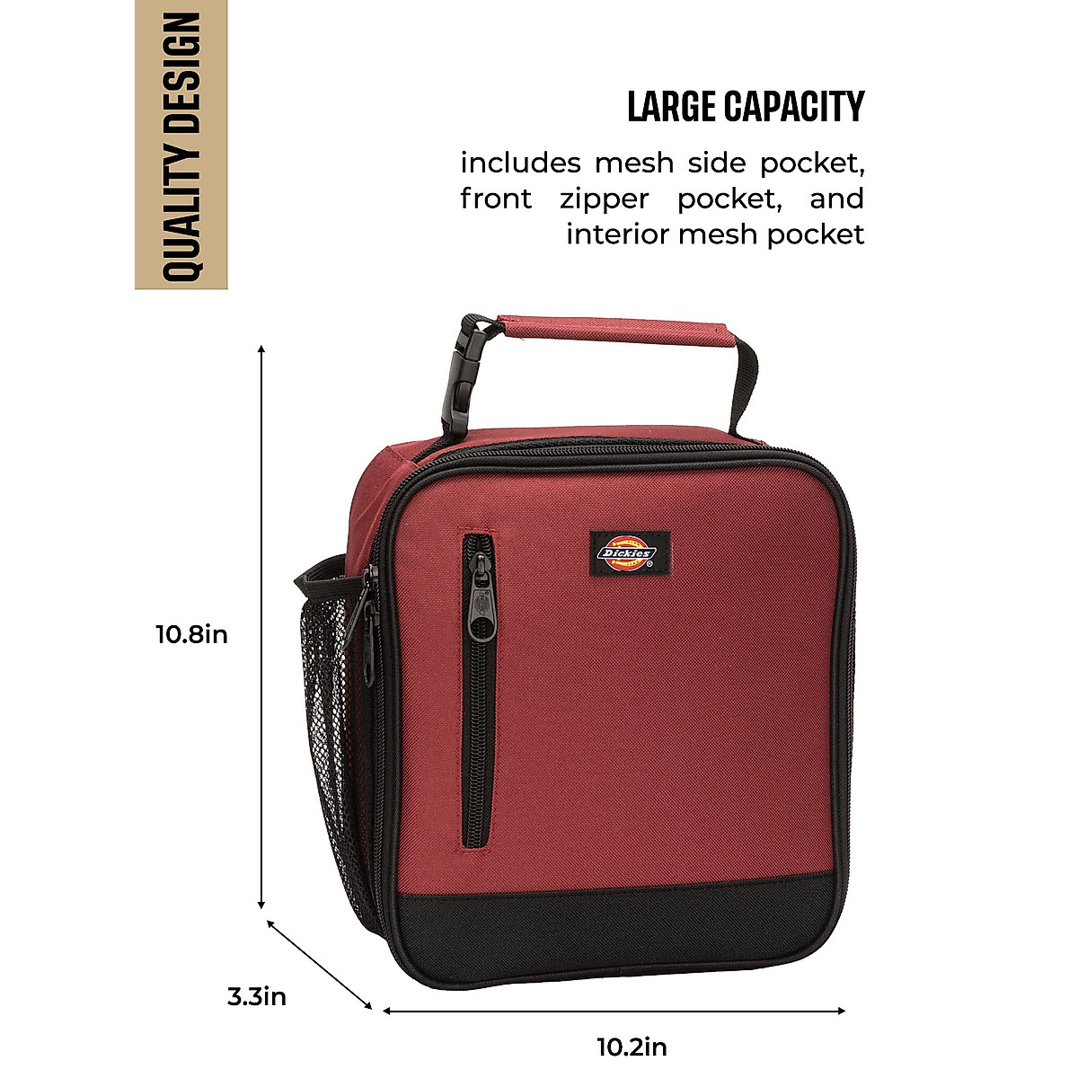 Dickies Basic Insulated Lunch Bag for Work, Thermal Reusable Office Lunch Box for Men, Women (Bloodstone)