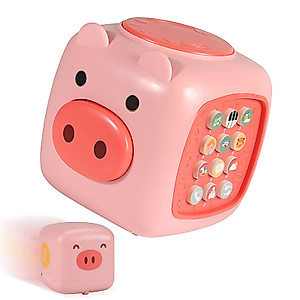 YOOYID Baby Toy Musical Activity Cube Piggy with Small Car Educational Number Learning Toys for Toddlers 9-18 Months