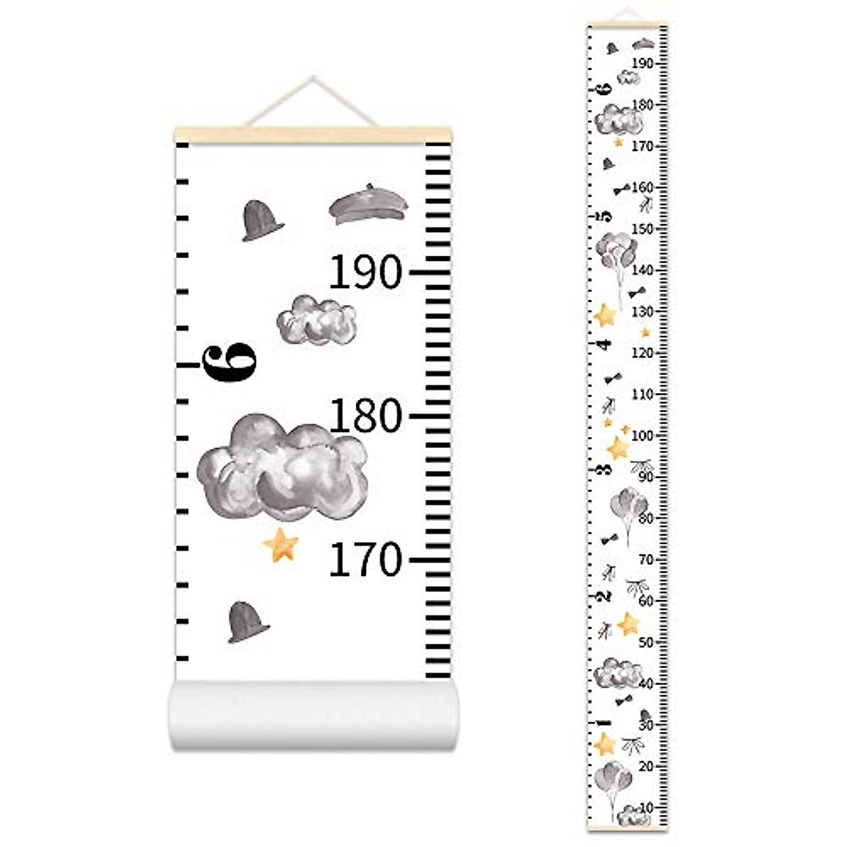 ASENART Kid Children Height Cloud and Ballon Growth Chart Ruler Growth Wall Chart Art Waterproof Hanging Rulers for Kids Bedroom Nursery Wall Decor Removable