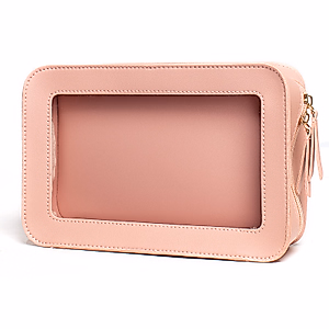 LETGO Clear Makeup Bags, TSA Approved Toiletry Bag with Zipper, Clear Makeup Organizer Fit Carry-on Travel Car Accessories Essentials,Portable Travel Pouch for Women Men (Pink)