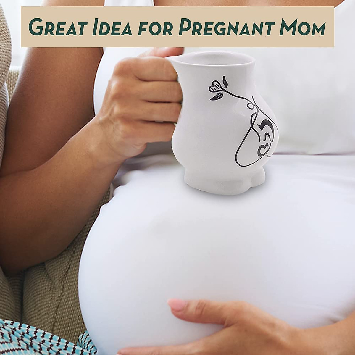 My Little Nugget Pregnancy Mug for Tea and Coffee (14oz) Distinctive Shaped Cute Mug Made from Ceramic Material for Tea and Coffee - Great Idea for Pregnant Mom, Baby Shower, Mother’s Day - White