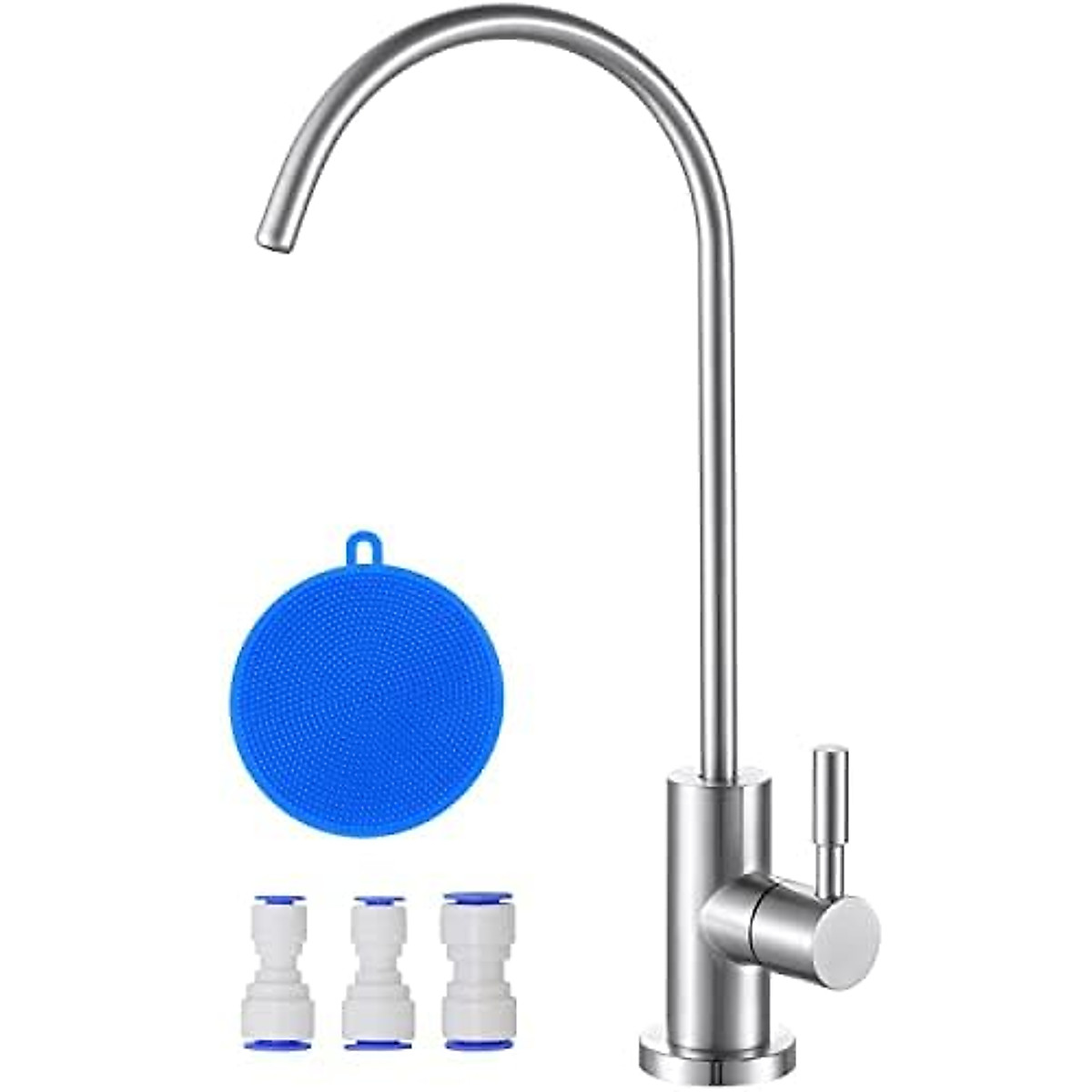 ESOW 100% Lead-Free Kitchen Water Filter Faucet, Fits Most Reverse Osmosis and Water Filtration System for Kitchen Bar Sink in Non-Air Gap, SUS304 Stainless Steel Brushed Nickel Finish