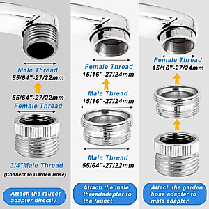 Faucet Adapter With Aerator,Faucet To Hose Adapter,Faucet Adapter For Garden Hose Connection Via Diverter 3/4" Ght Thread Chrome
