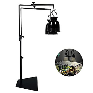 kathson 2 Hooks Reptile Dual Lamp Stand Adjustable 15 to 36.2" Reptile Basking Metal Lamp Holder Bracket Heat Light Hanger Holder Floor Light Support for Snake Lizard Turtle Amphibian