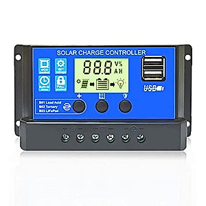 Yyoulli 30A Solar Charge Controller, [2022 Upgraded] 12V/ 24V Solar Panel Regulator with Adjustable LCD Display Dual USB Port Timer Setting PWM Auto Parameter