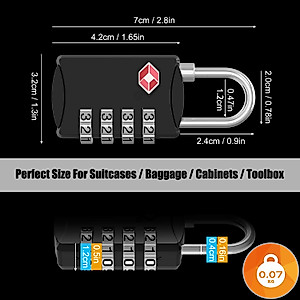 Diyife TSA Luggage Locks, [New Version] 2 Pack 4 Digit Outdoor Waterproof Padlock, Combination Lock for Backpack, Locker, Gate, Toolbox, High-Strength Zinc Alloy Steel - Black