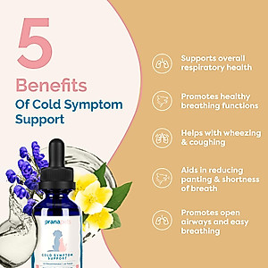 PranaPets Cold Symptom Support for Cats & Dogs | Natural Formula Safely Aids with Colds, Seasonal Allergies & Kennel Cough | Helps Open Airways for Easy Breathing